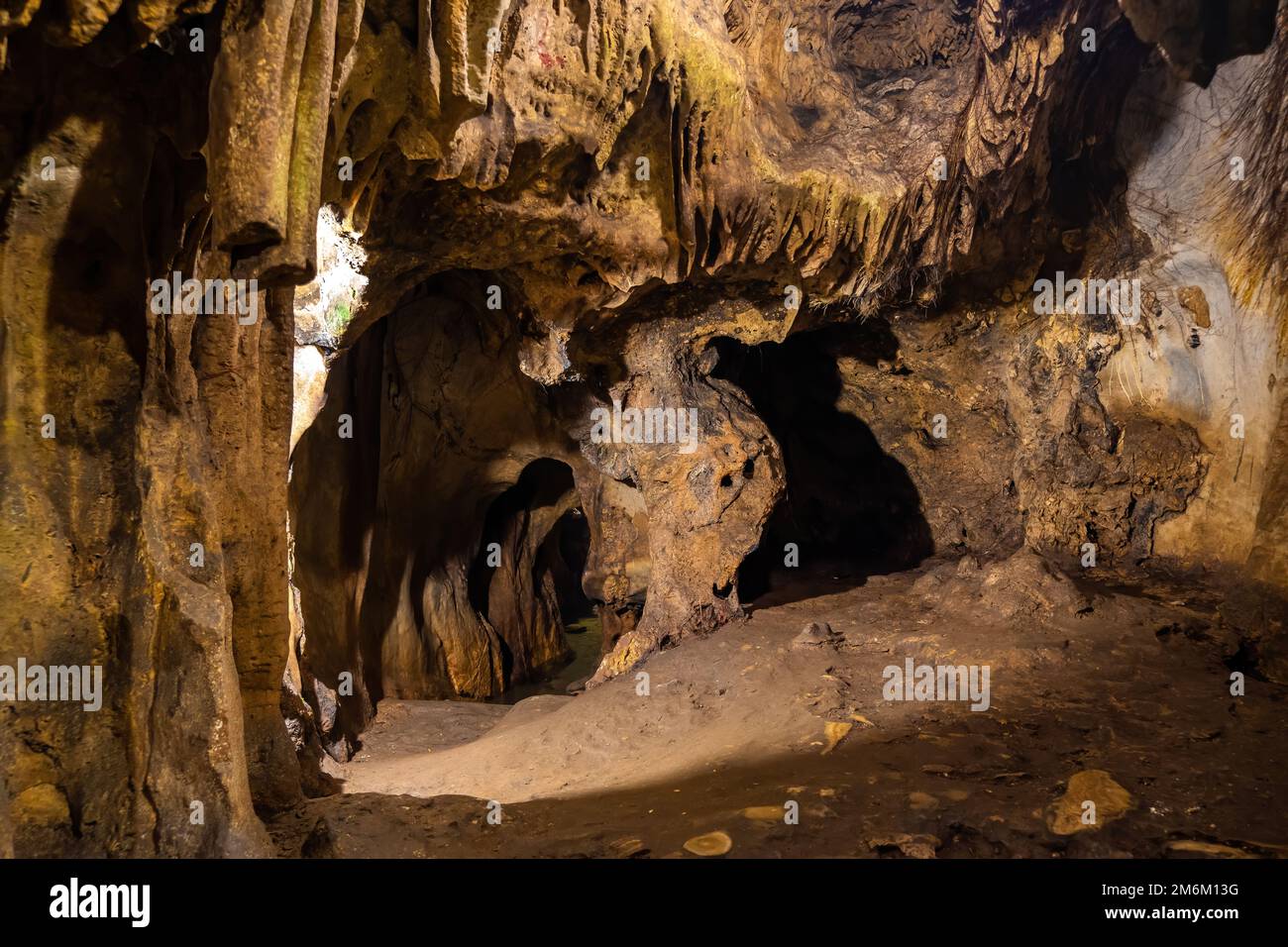 step stone staircase in the ruins of the ancient cave city. Underground ...