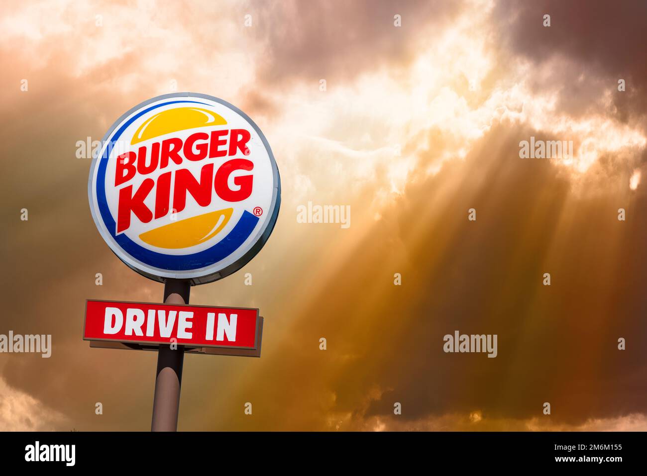 Advertising sign of the company BURGER KING Stock Photo - Alamy