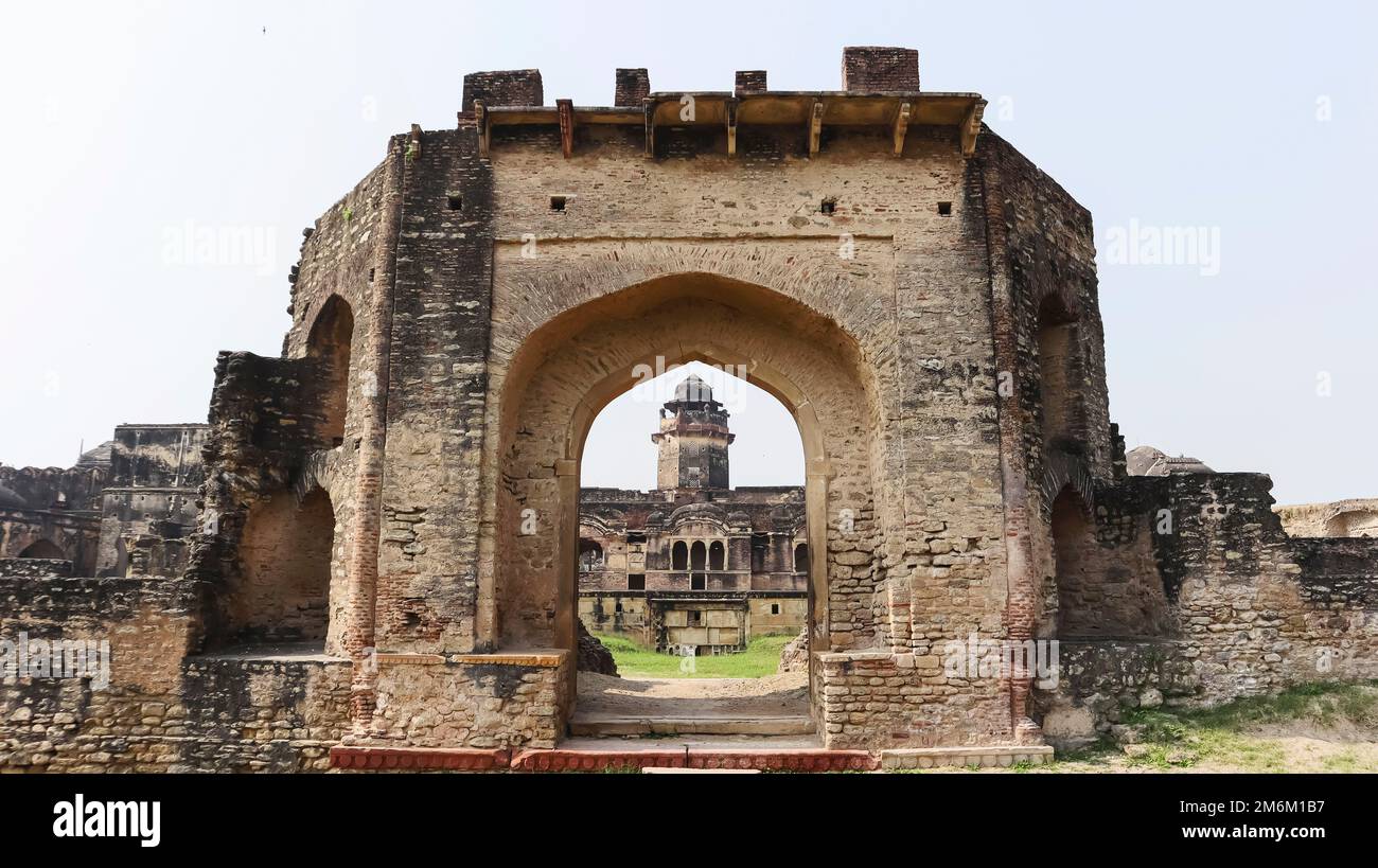 View of Ater Palace entrance gate and Sat Majila or 7 Storey watchtower ...