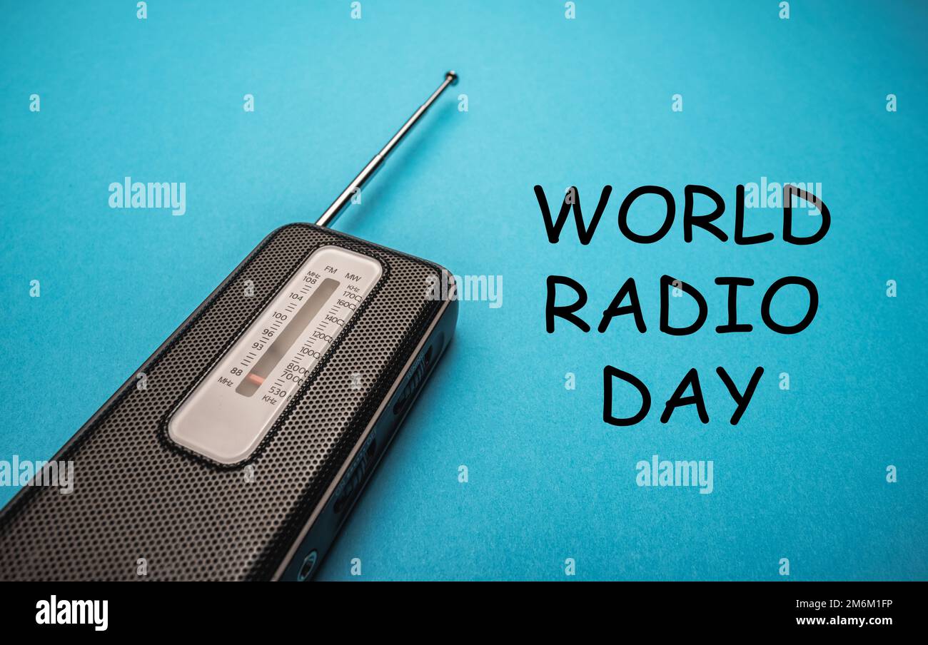 World Radio Day 13 February text with radio on blue background ...