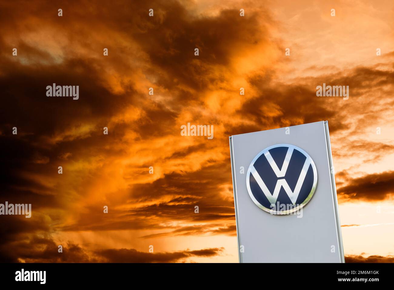 Advertising and company sign of the company VW Volkswagen Stock Photo ...