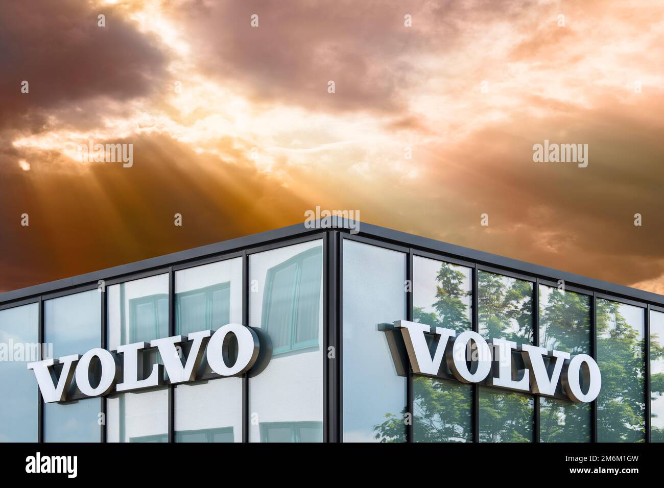 VOLVO company advertising and company sign Stock Photo - Alamy