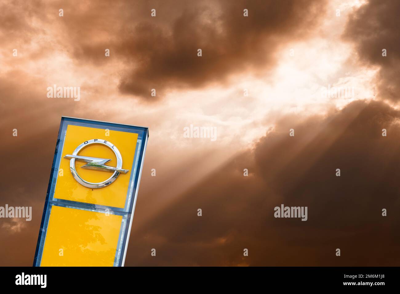 Opel company advertising sign Stock Photo - Alamy