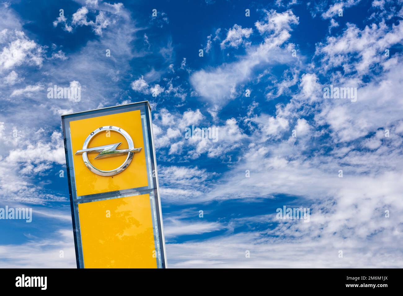 Opel company advertising sign Stock Photo - Alamy