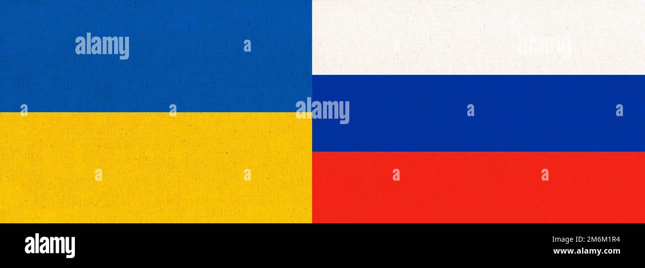 Relations between Ukraine and russia. Flag of the two countries ...