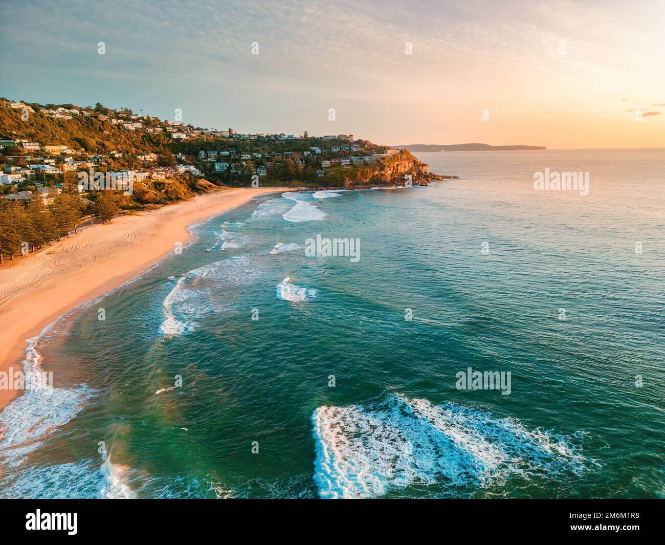 Sunrise sky morning aerial views in a northerly direction of Whale ...