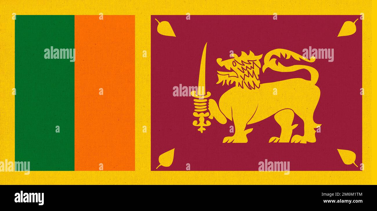 Flag of Sri Lanka. Sri Lanka flag on fabric surface. Fabric texture ...