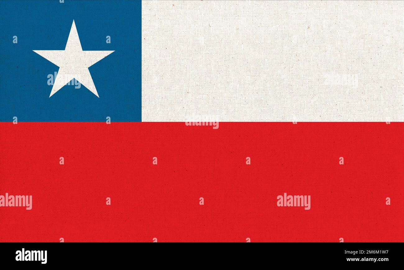 Flag of Chile. Chilean flag on fabric surface. Fabric texture. National ...