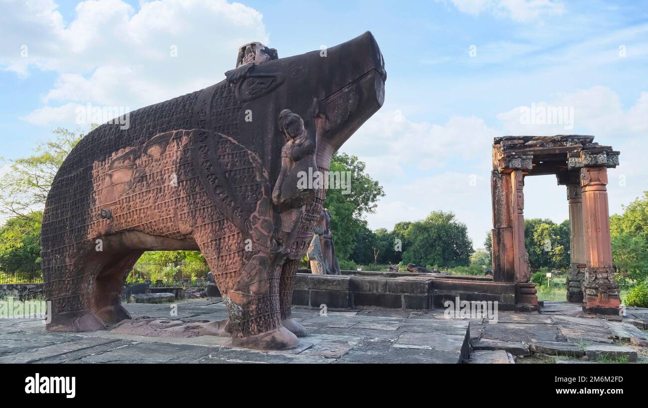Varaha or Boar statue, 14ft long and 11 ft tall, At Archeological Site ...