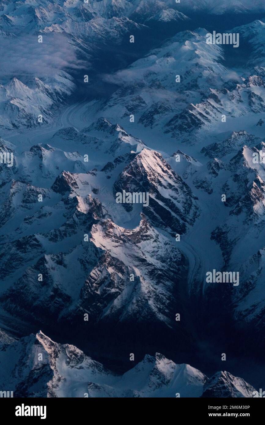 Aerial snow mountain Stock Photo - Alamy