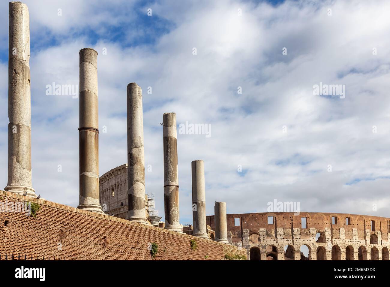 Ancient Remains in Rome, Italy. Colosseum and Central Avenue Stock ...