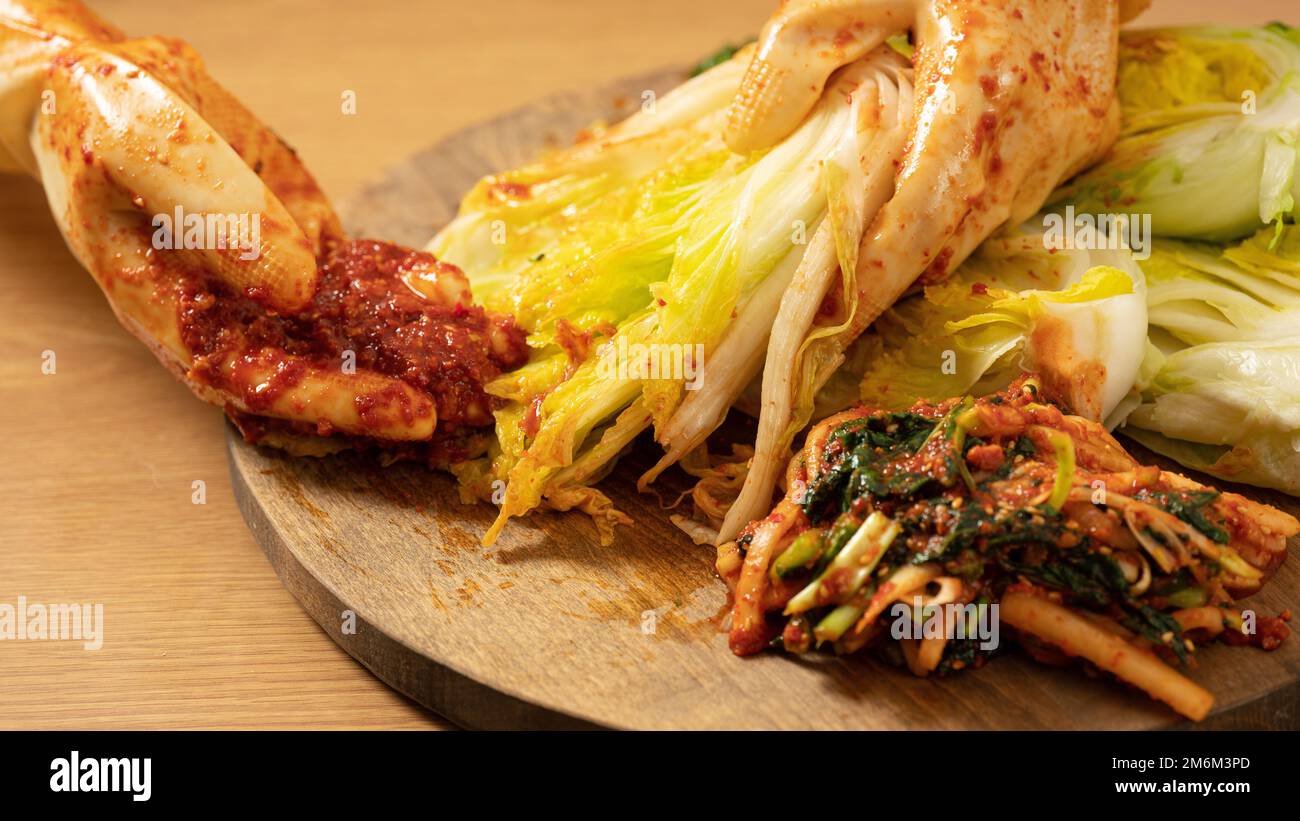 Making kimchi with various seasonings Stock Photo - Alamy