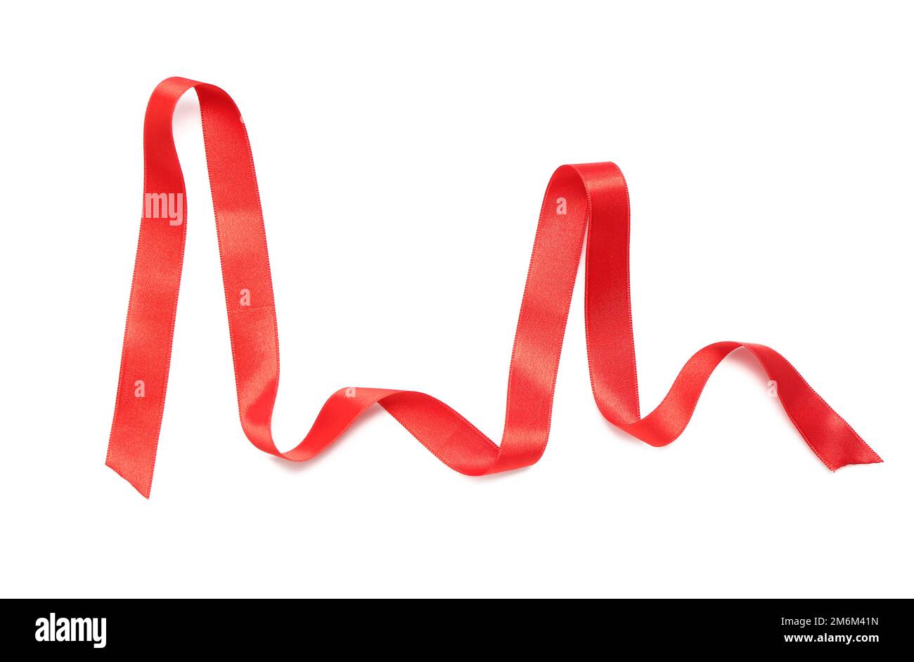 Cardiogram made of red ribbon isolated on white background. Heart ...