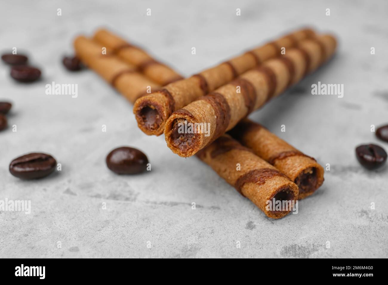 Tasty rolled wafer cookies hi-res stock photography and images - Alamy