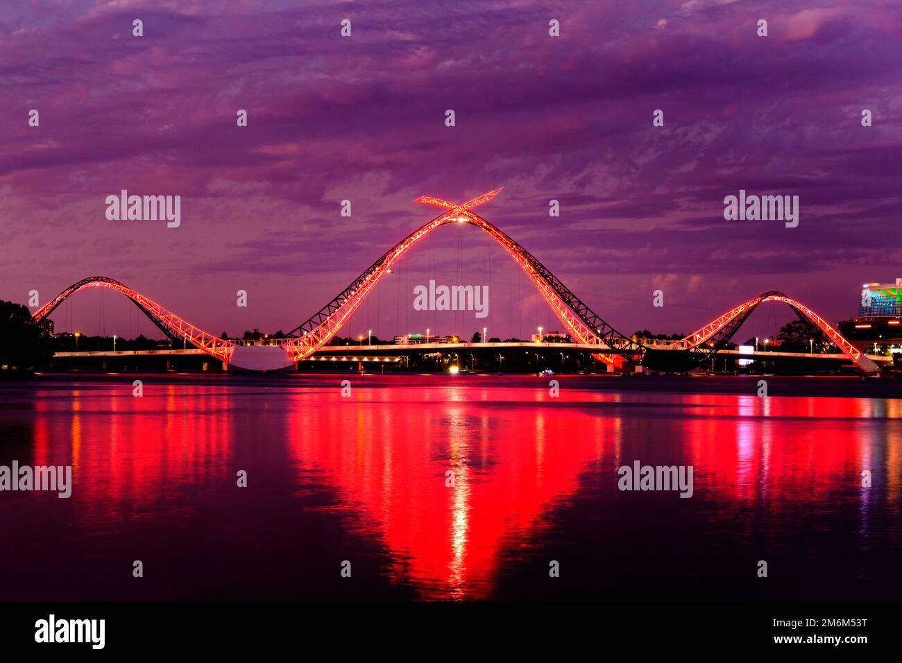 Matagarup Bridge Lights on the Swan River, Burswood, Perth Western ...