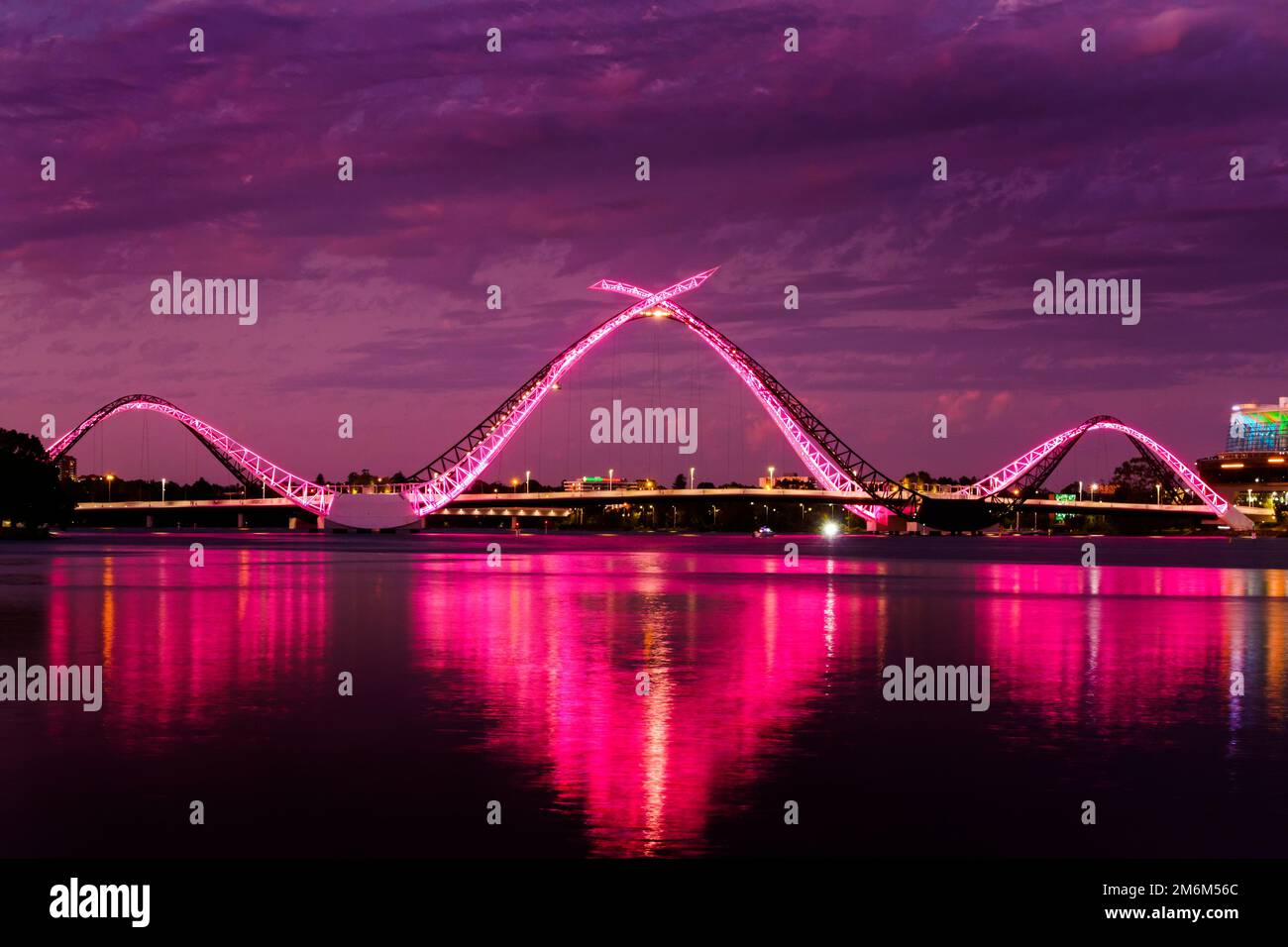 Matagarup Bridge Lights on the Swan River, Burswood, Perth Western ...