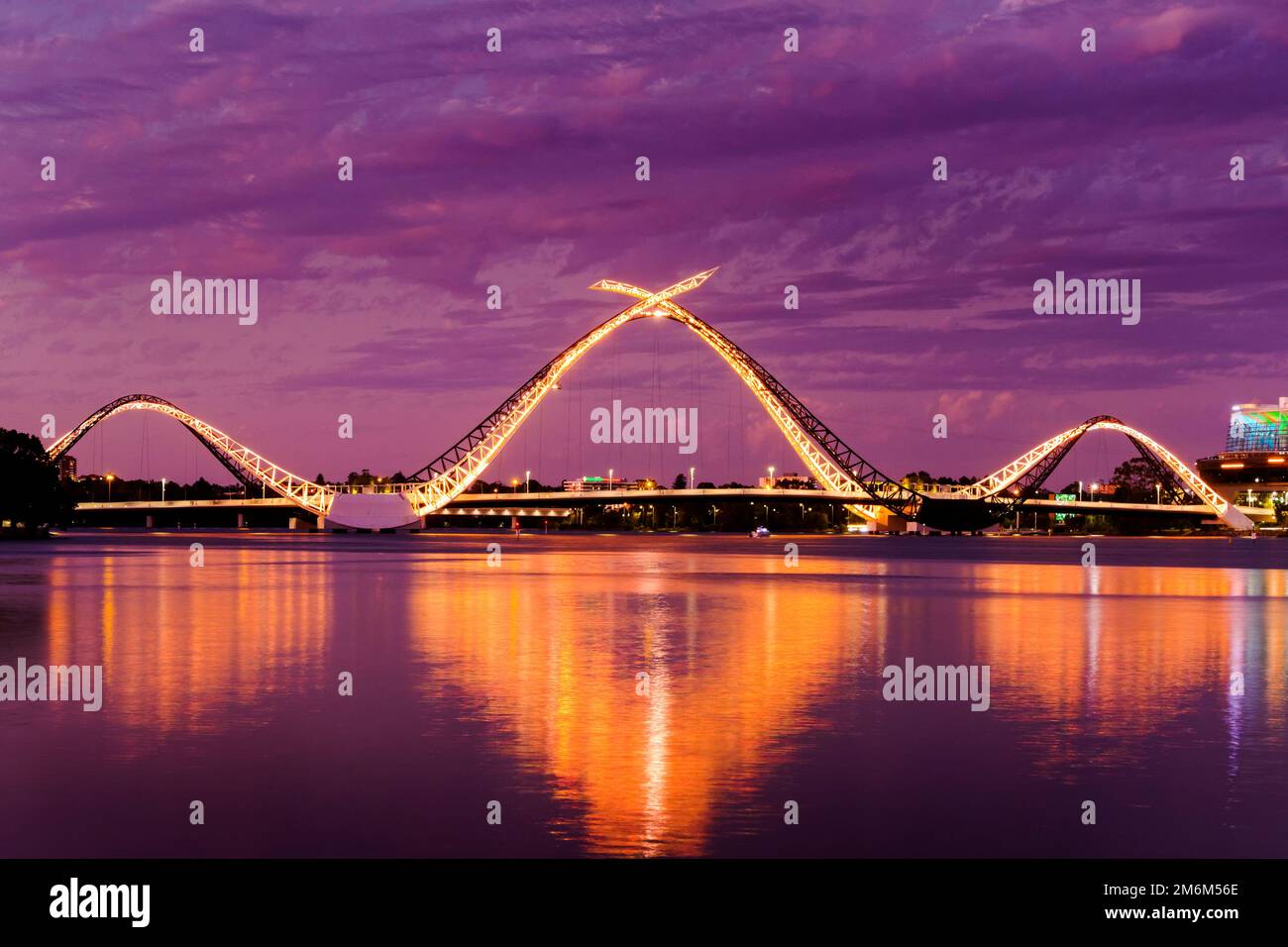 Matagarup Bridge Lights on the Swan River, Burswood, Perth Western ...