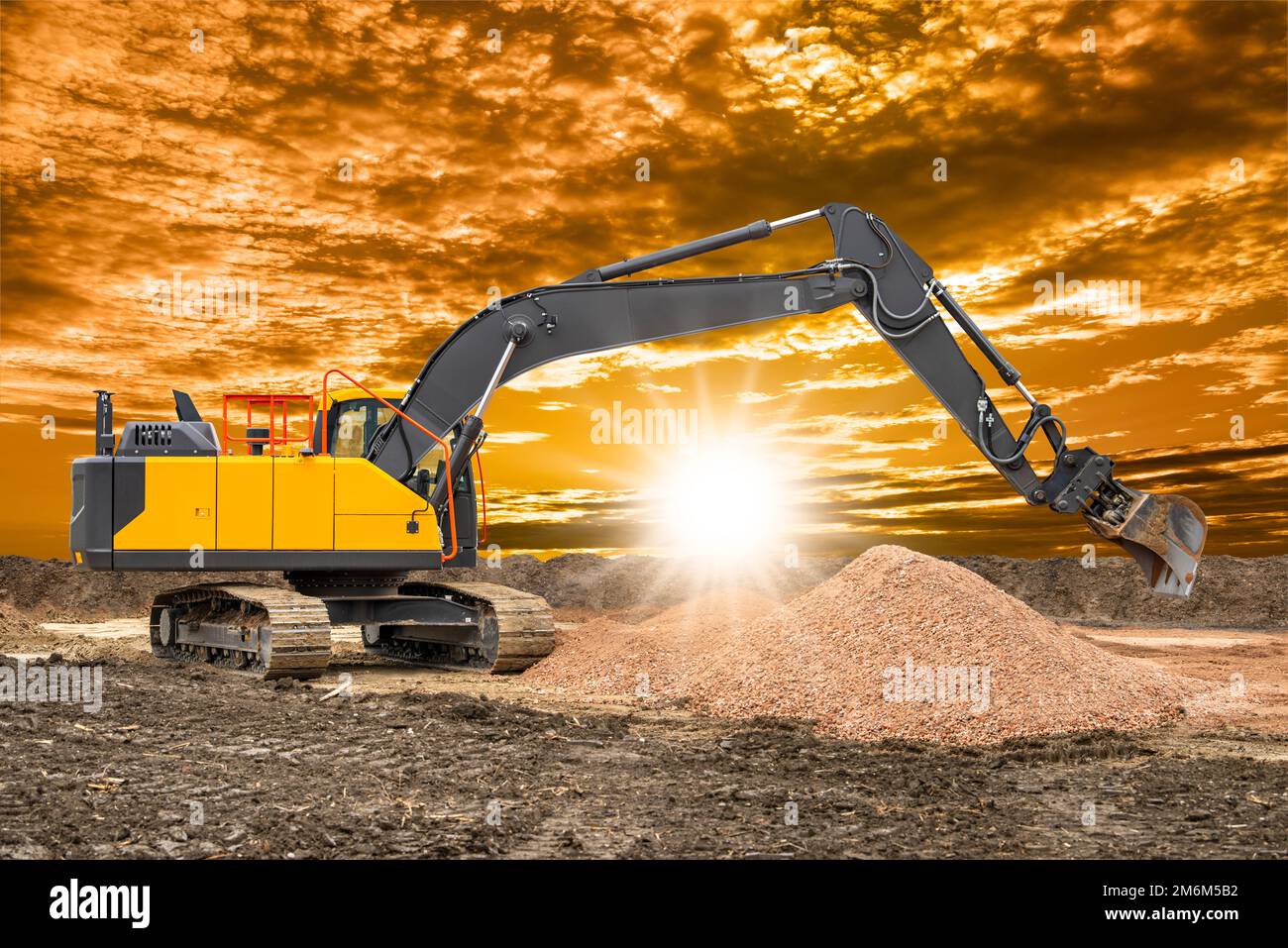 Excavator working on a construction site Stock Photo - Alamy