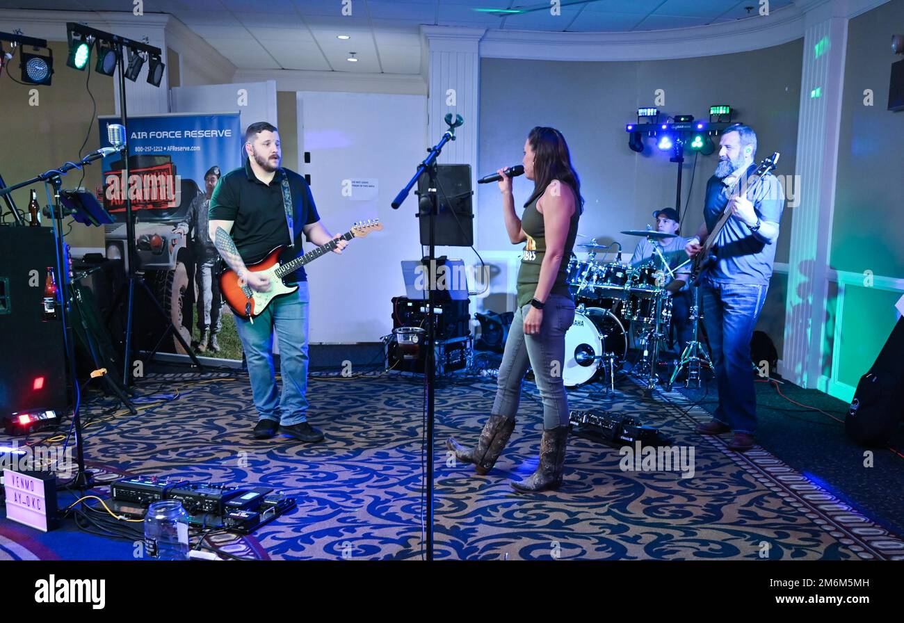 Maj. Robin Simons, 507th Force Support Squadron commander, performs ...