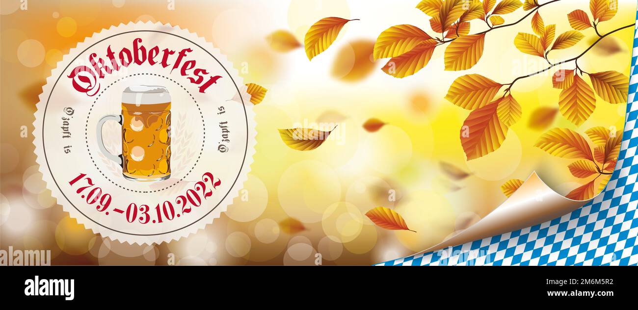 Scrolled Corner Bavarian Oktoberfest 2022 Autumn Beech Bokeh Stock Photo - Alamy