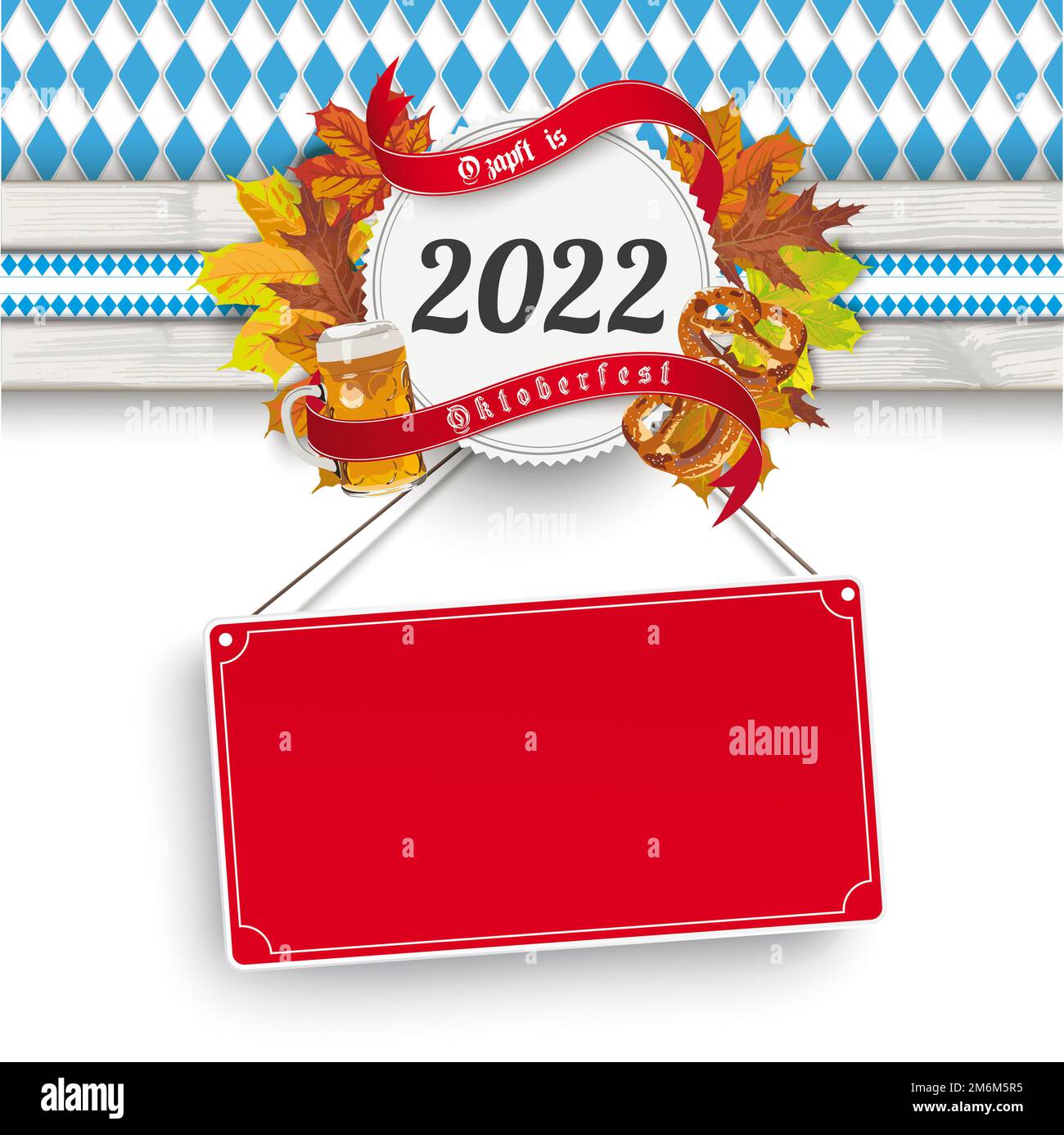 Bavarian Oktoberfest Wooden Plank 2022 Red Sign Stock Photo - Alamy