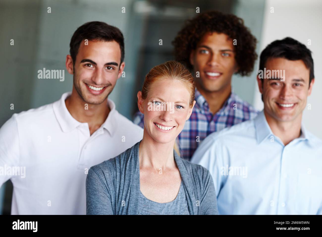 Theyve got an excellent attitude. A group of casual business people ...