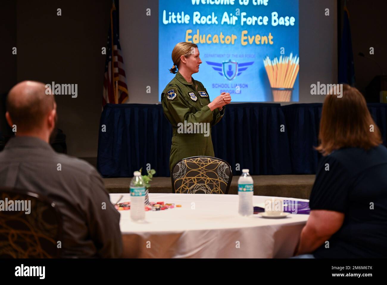 Col. Angela Ochoa, 19th Airlift Wing commander, gives opening remarks ...