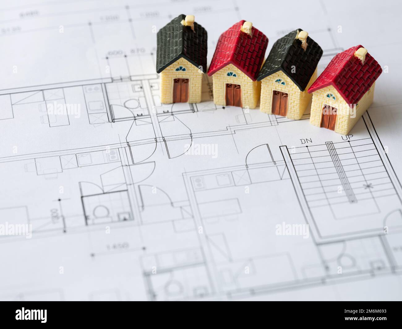 House miniatures on interior drawings Stock Photo - Alamy
