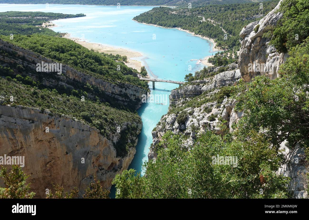 Lac de Sainte-Croix at the entrance of the Verdon Gorge , Provence ...
