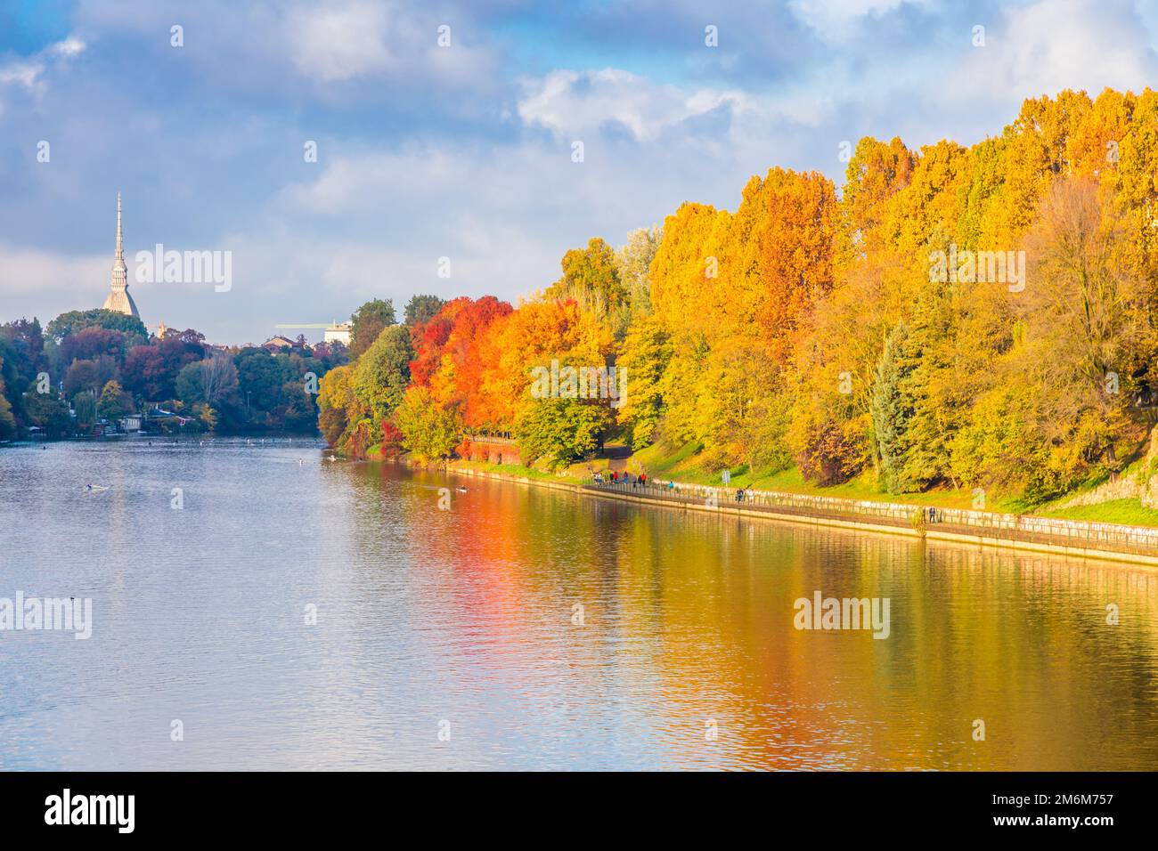 Autumn in Turin with Po' river, Piedmont region, Italy. landscape with ...