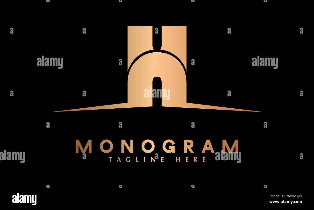 Alphabet NH or HN house font abstract monogram vector logo template ...