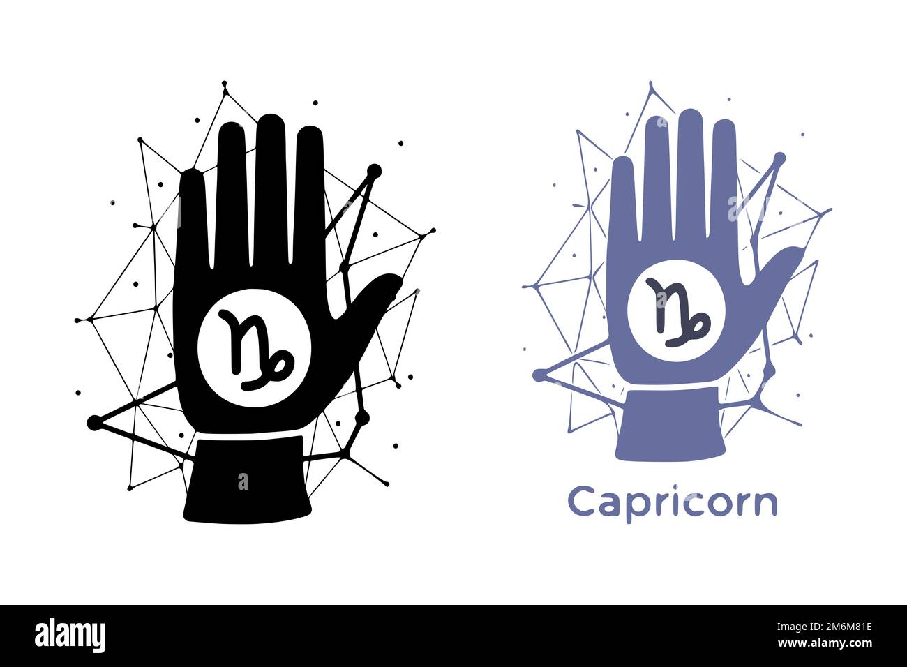 Hand with Capricorn symbol isolated on white background. Horoscope ...