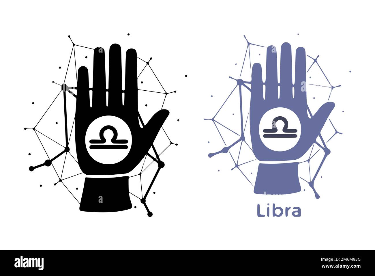 Hand with Libra symbol isolated on white background. Horoscope fortune ...