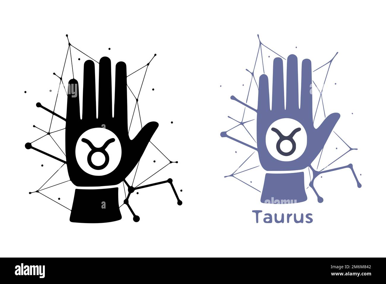 Hand with Taurus symbol isolated on white background. Horoscope fortune ...