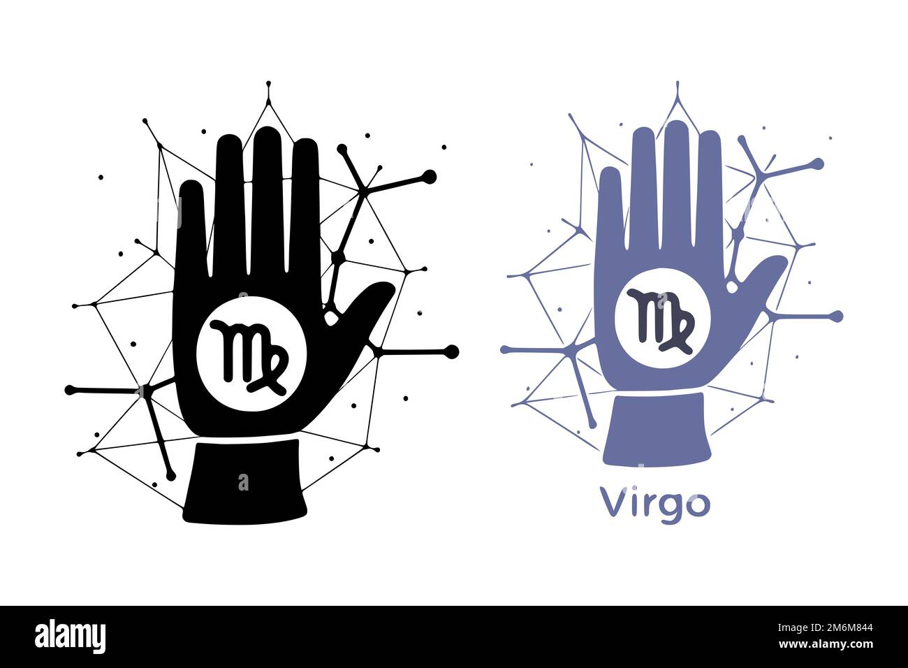 Hand with Virgo symbol isolated on white background. Horoscope fortune ...