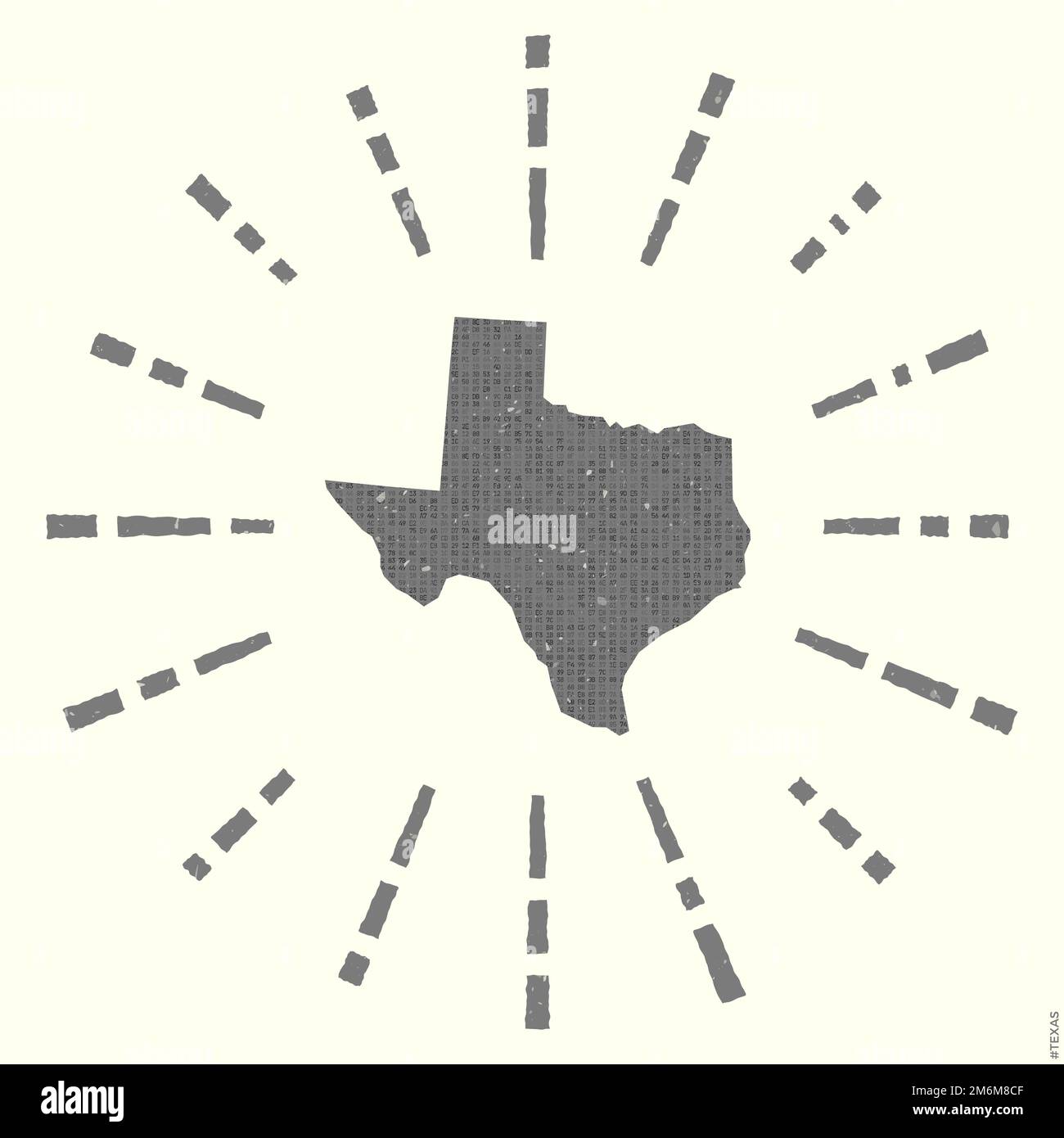 Texas Logo. Grunge sunburst poster with map of the US state. Shape of ...