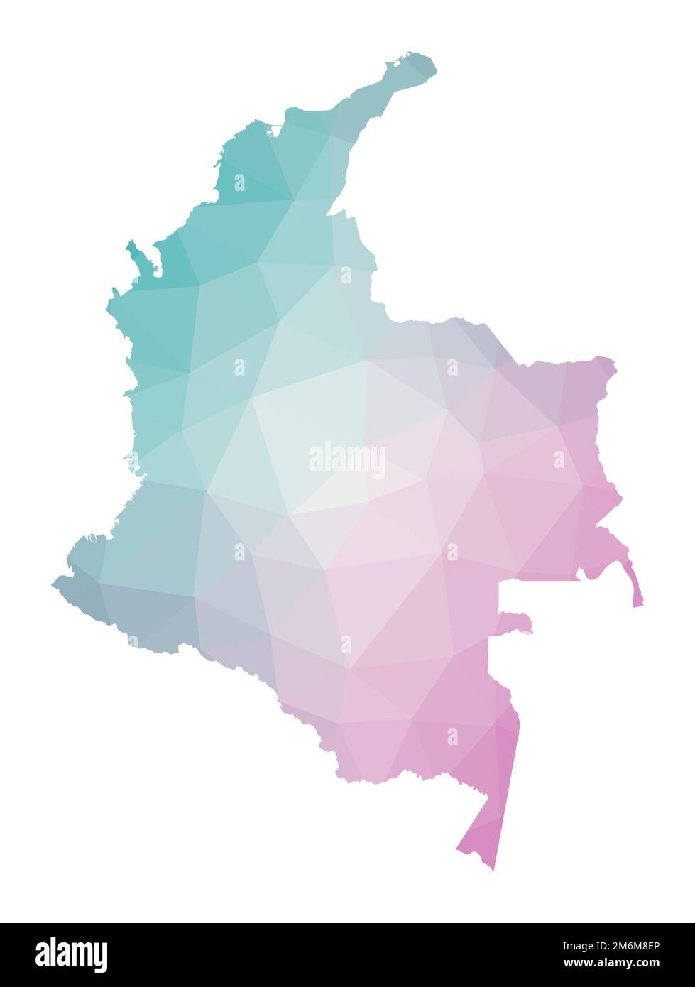 Polygonal map of Colombia. Geometric illustration of the country in ...