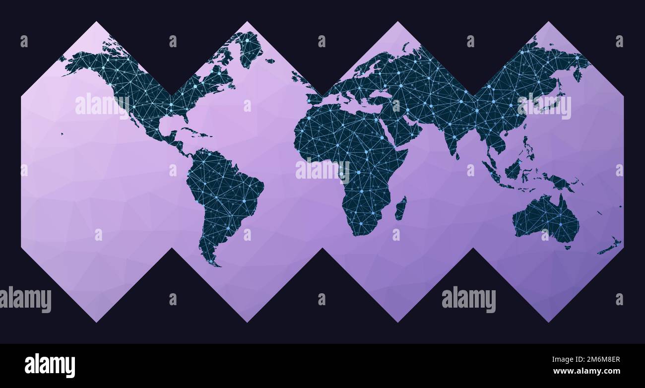 Abstract telecommunication world map. HEALPix projection. World network ...
