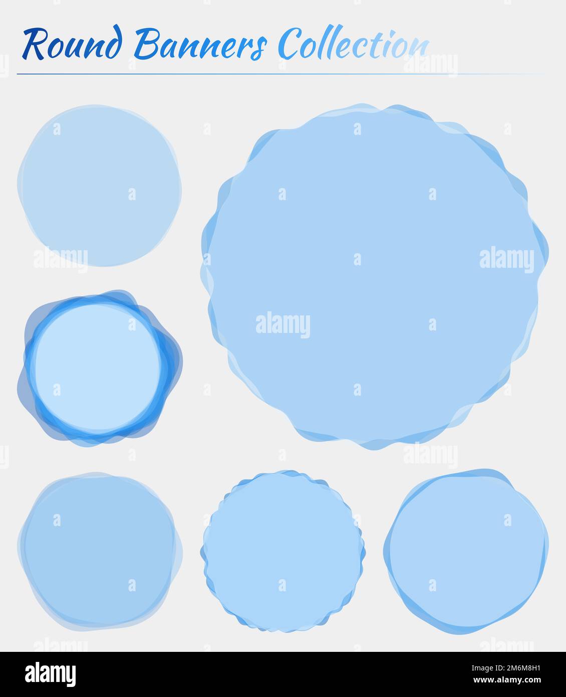 Round banners collection. Circular backgrounds in blue colors ...