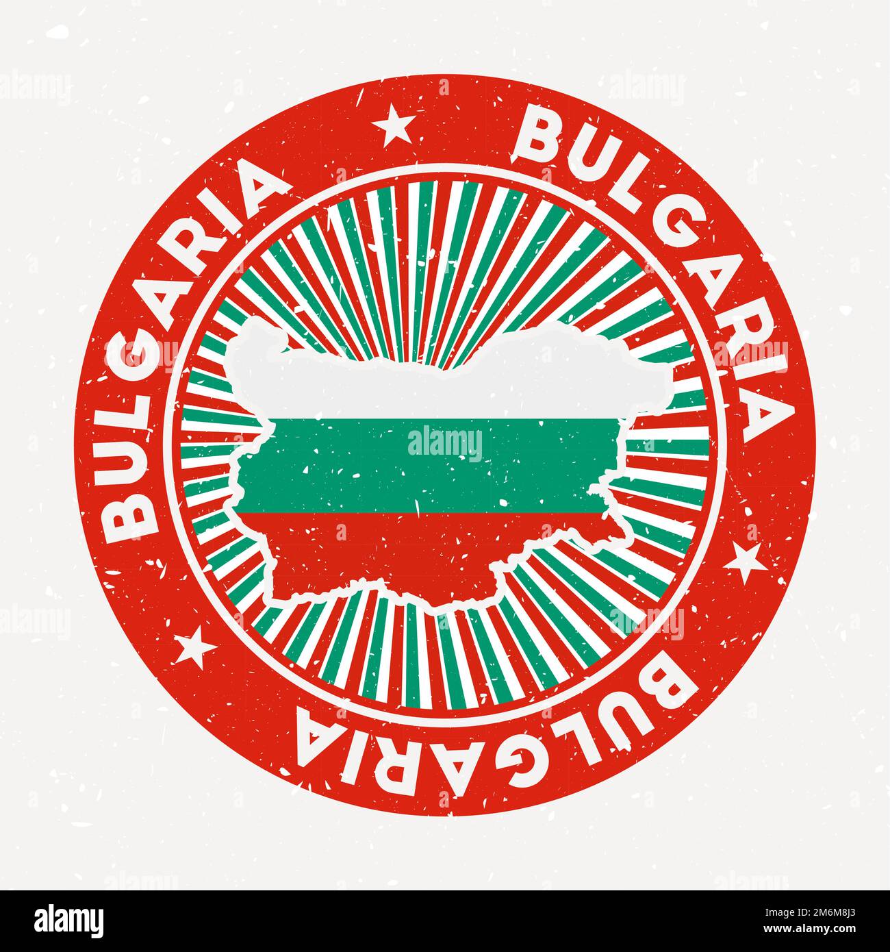 Bulgaria round stamp. Logo of country with flag. Vintage badge with ...