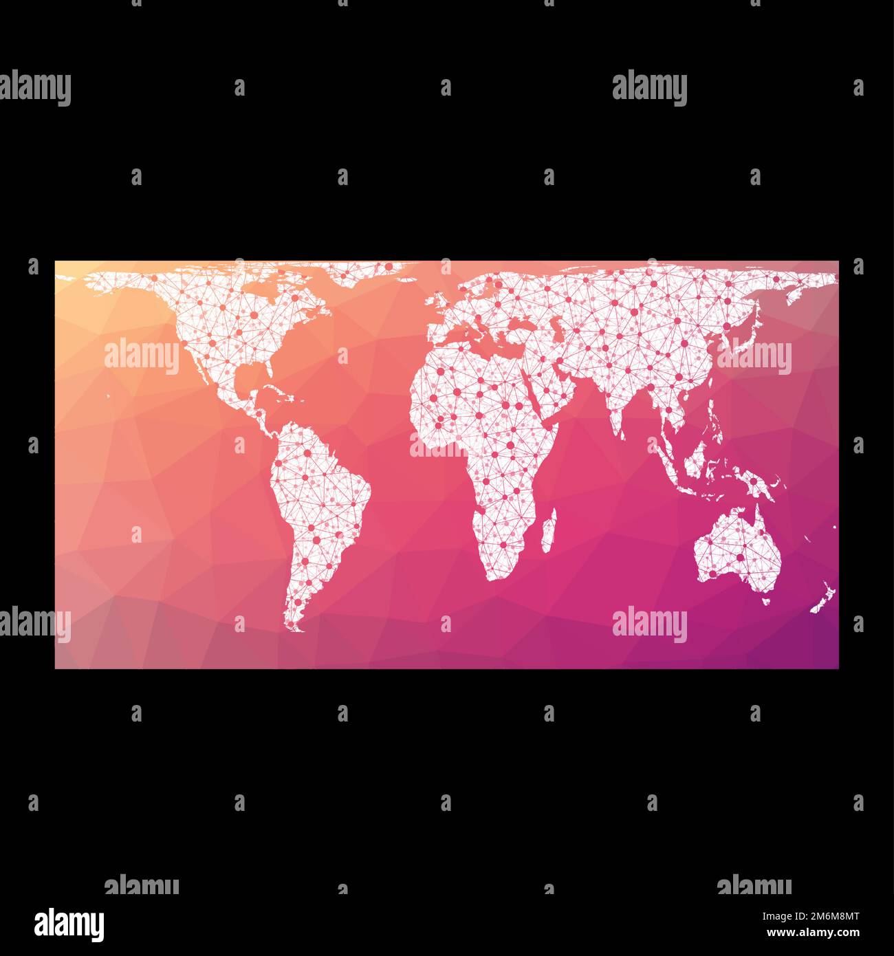 World network map. Cylindrical equal-area projection. Wired globe in ...