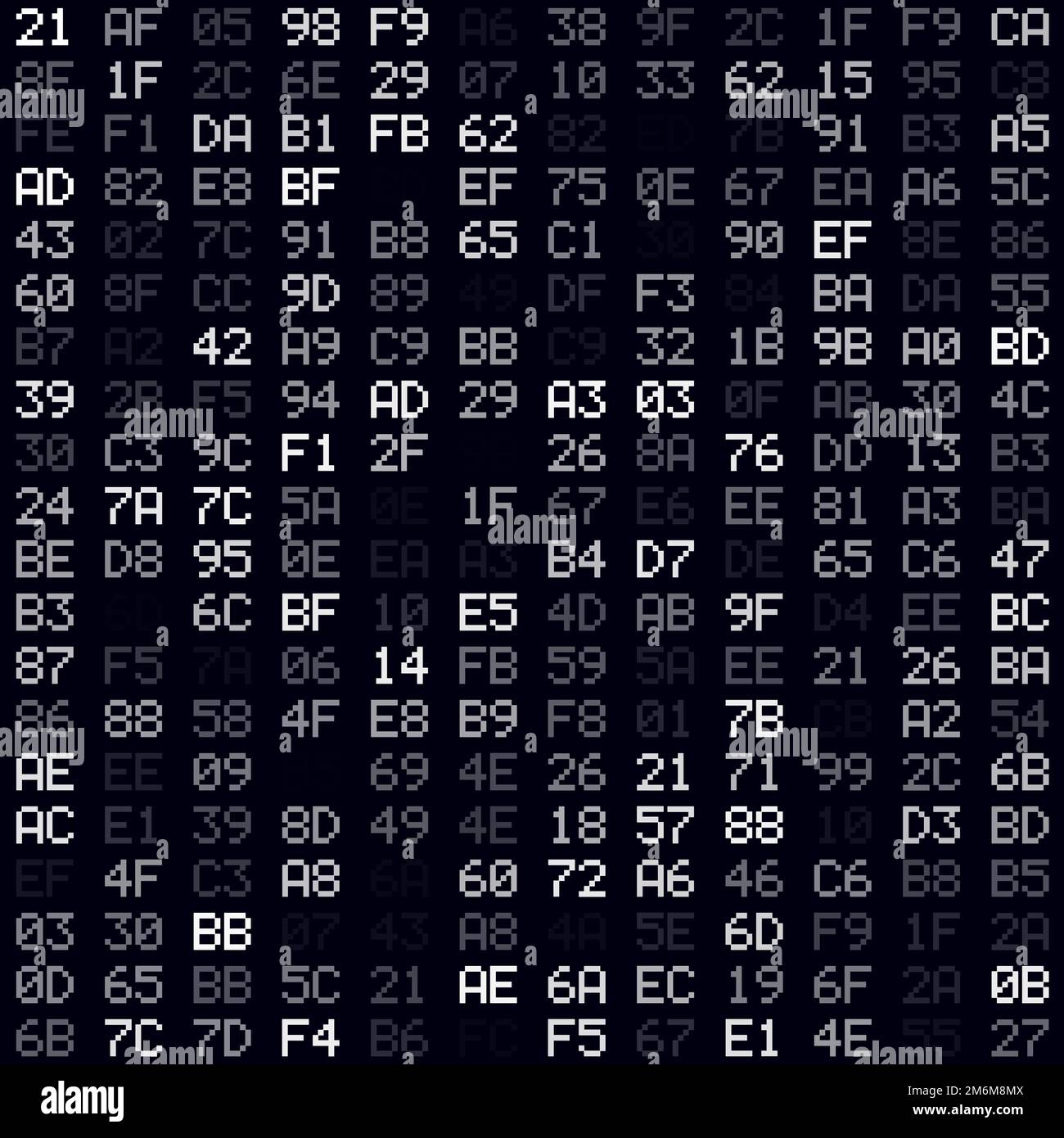 Abstract Matrix background. White filled hexademical pairs background ...