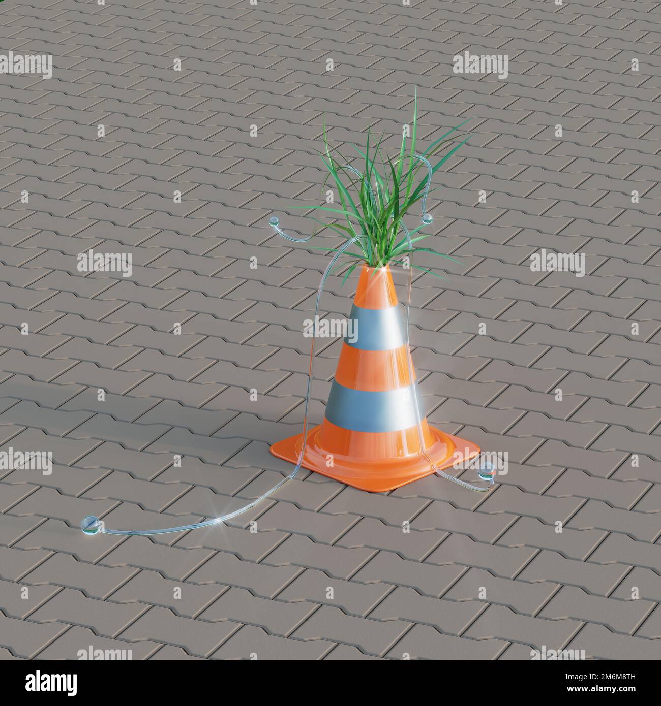 Surreal urban summer environment. City life. 3d render, 3d illustration ...