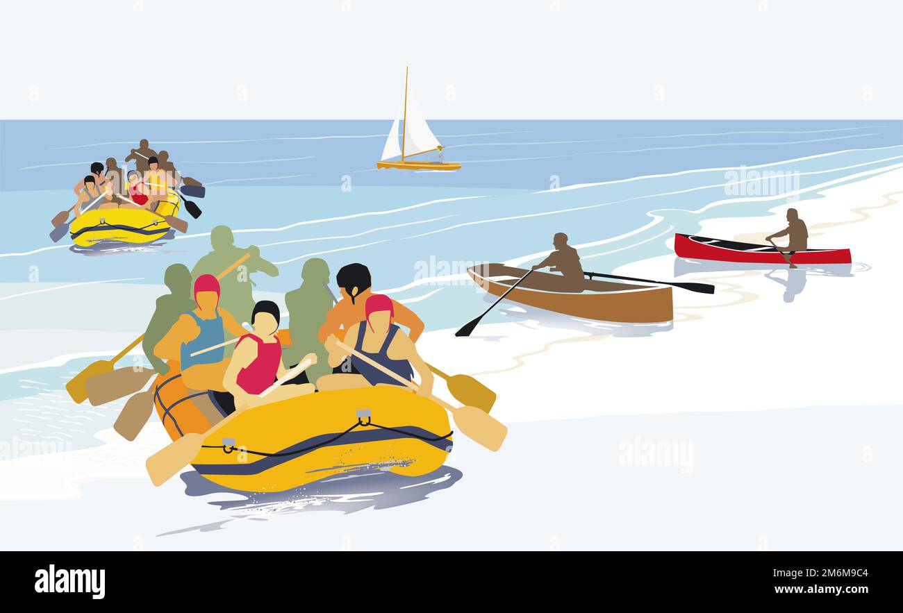 Water sports at leisure, illustration Stock Photo - Alamy