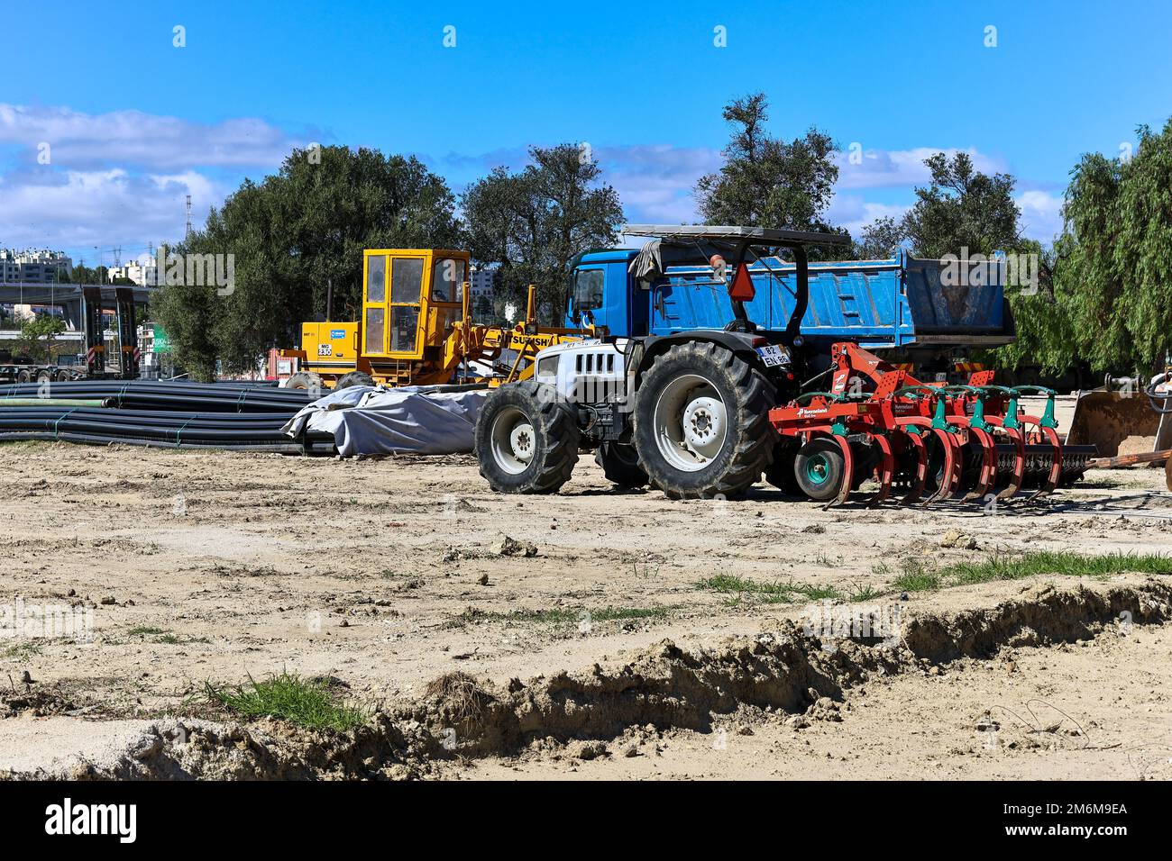 A various equipment and work vehicles for civil construction Stock ...