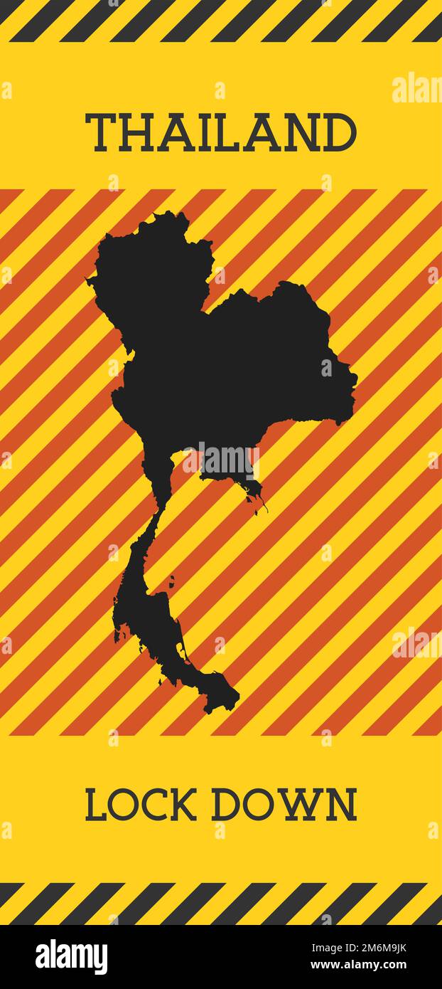 Thailand Lock Down Sign. Yellow country pandemic danger icon. Vector ...