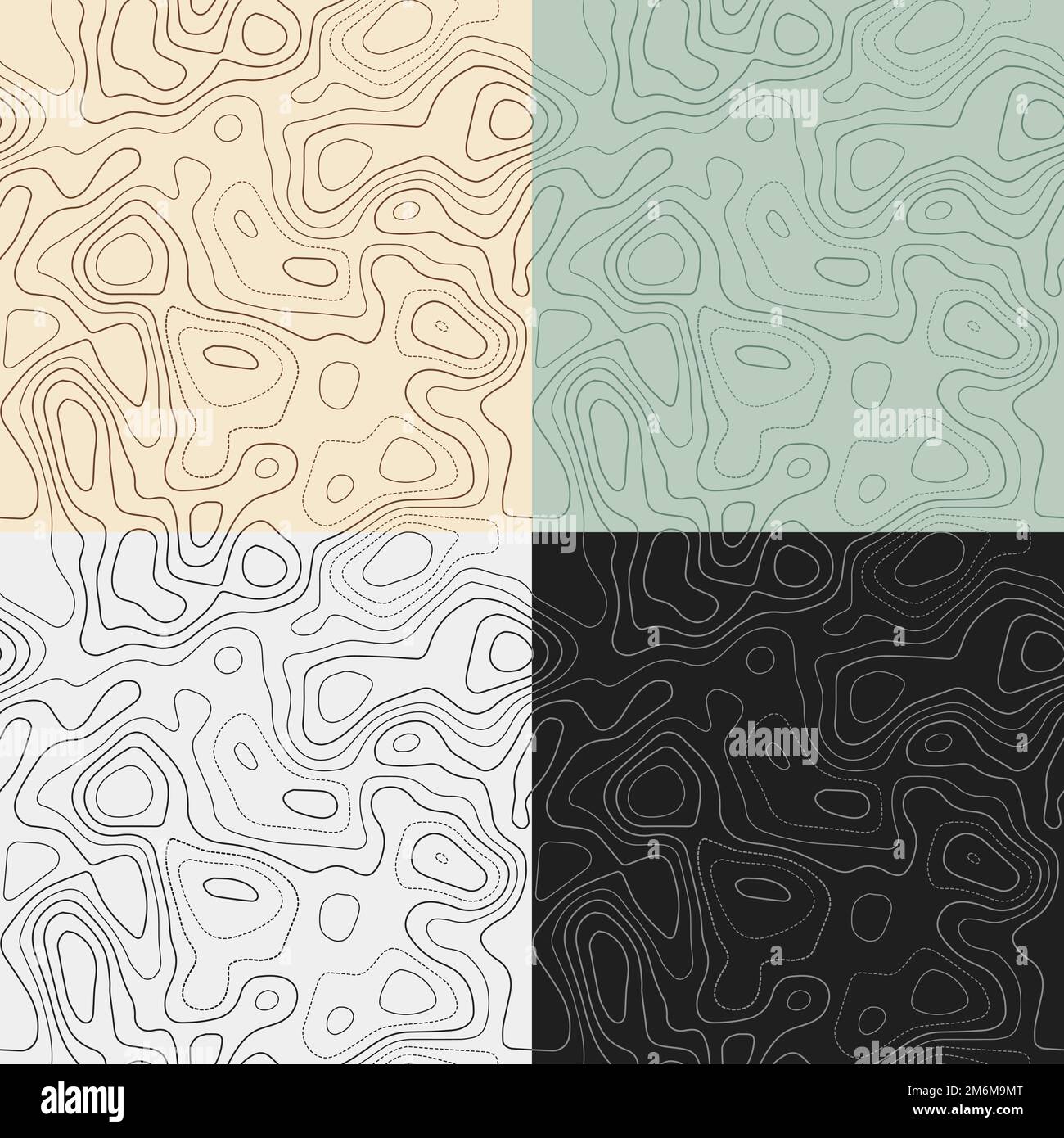 Topography patterns. Seamless elevation map tiles. Amazing isoline ...