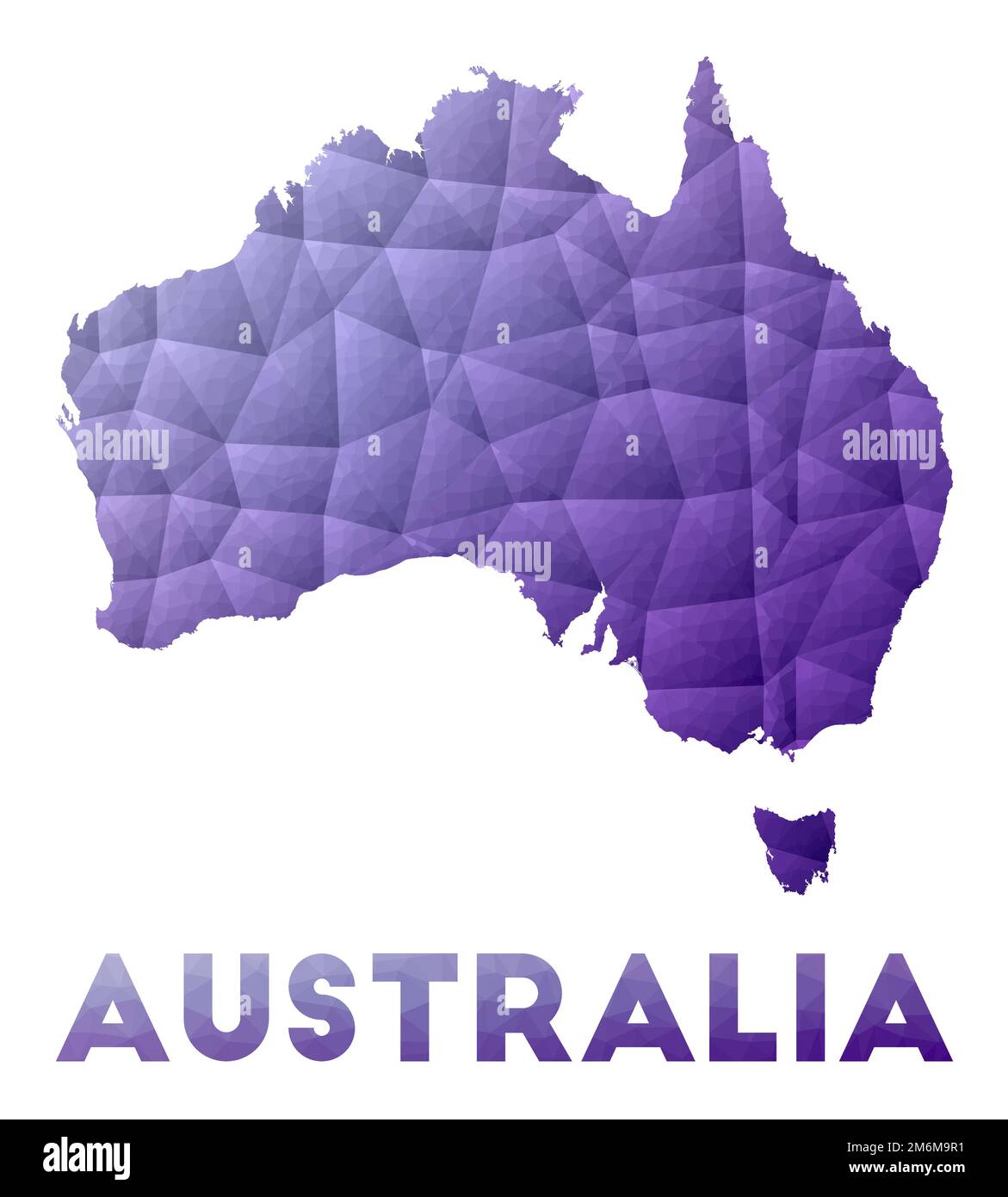 Map of Australia. Low poly illustration of the country. Purple geometric design. Polygonal ...