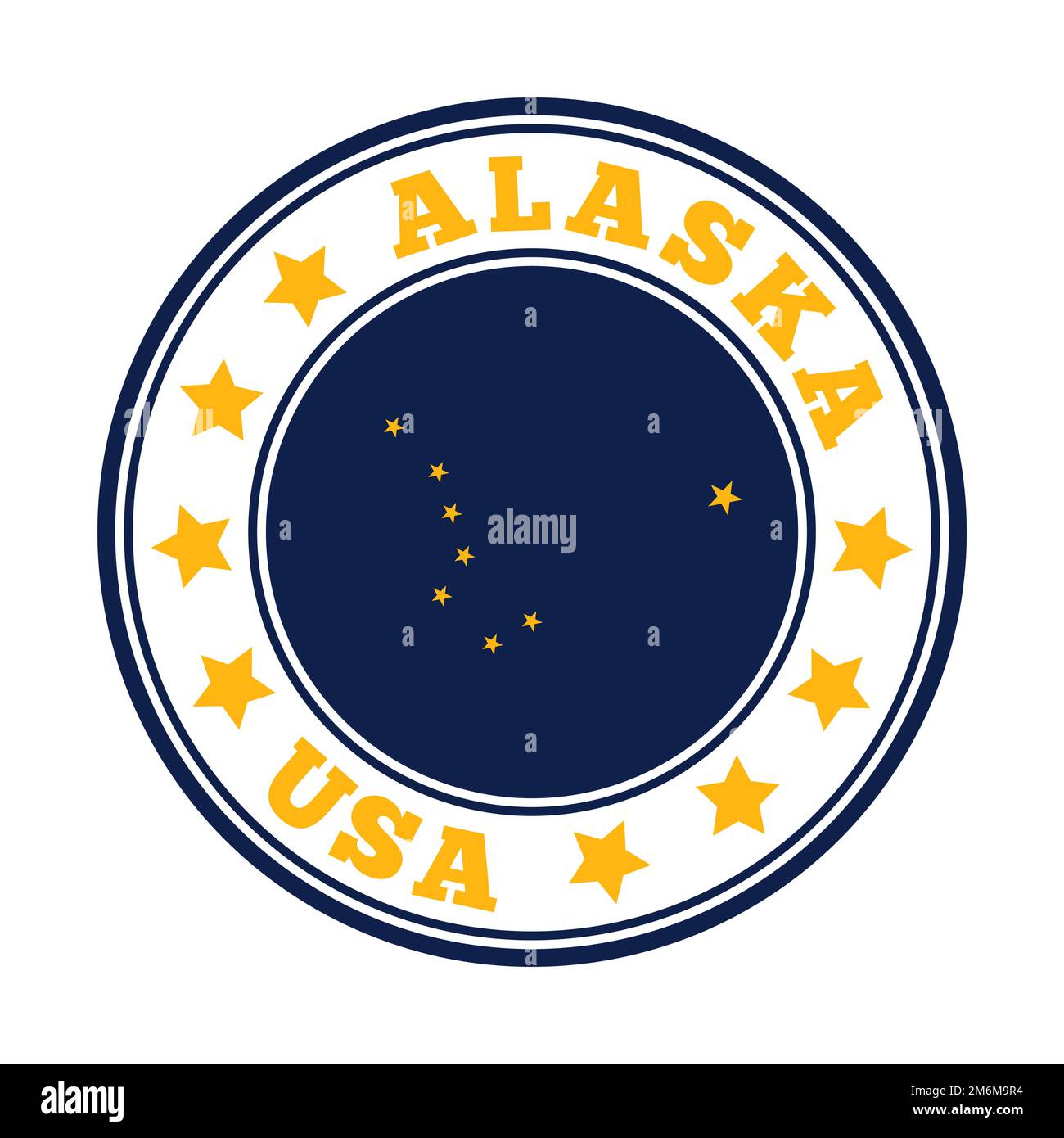 Alaska Sign Round Us State Logo With Flag Of Alaska Vector Illustration Stock Vector Image