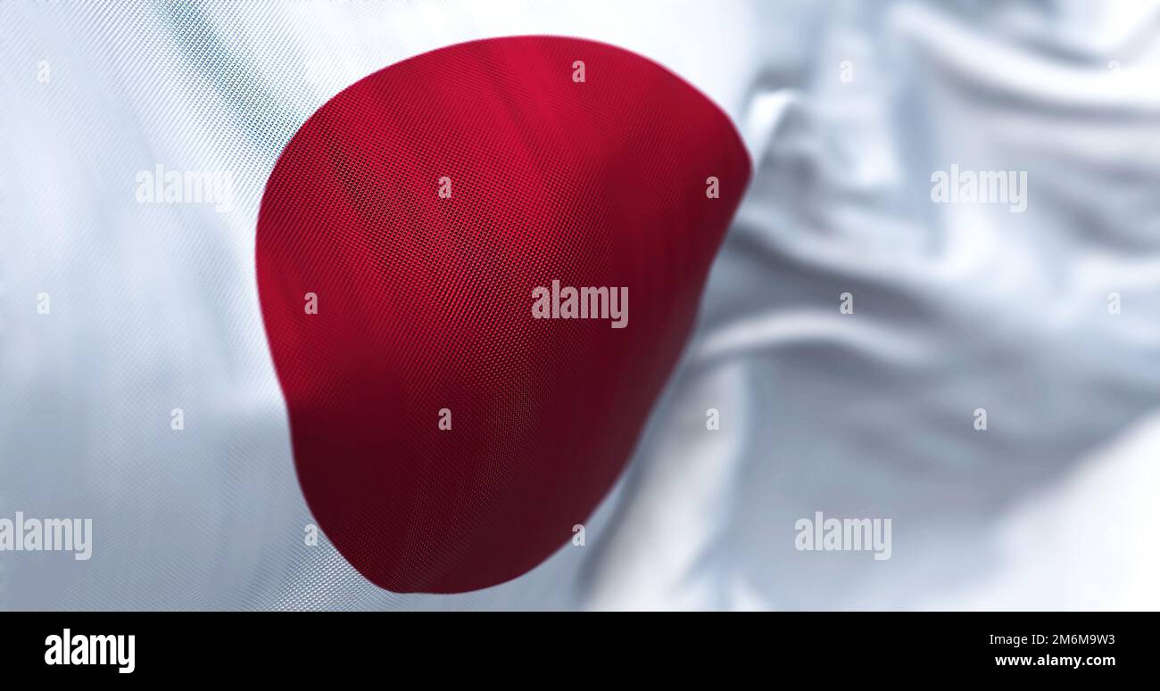 Close-up view of the Japanese national flag waving in the wind Stock ...
